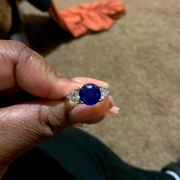 Jewelry | Diamonique X Amy Stran Sapphire Roundcut Ring Platinum Clad ...